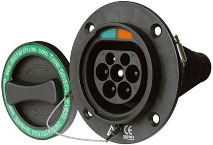 Tipe 2 Pria EV Socket EV Inlet Electric Car Side Socket 11kW 22kW ...